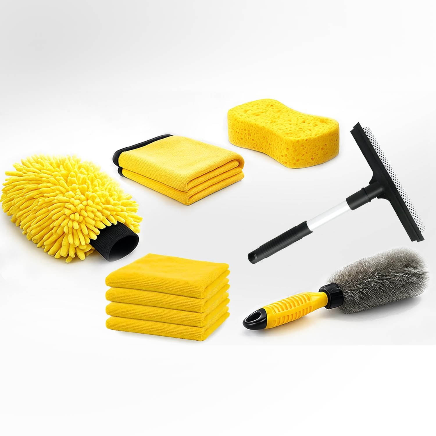 Car Wash Detailing Kit Cleaning Kits, with Collapsible Bucket Wash Mitt ...