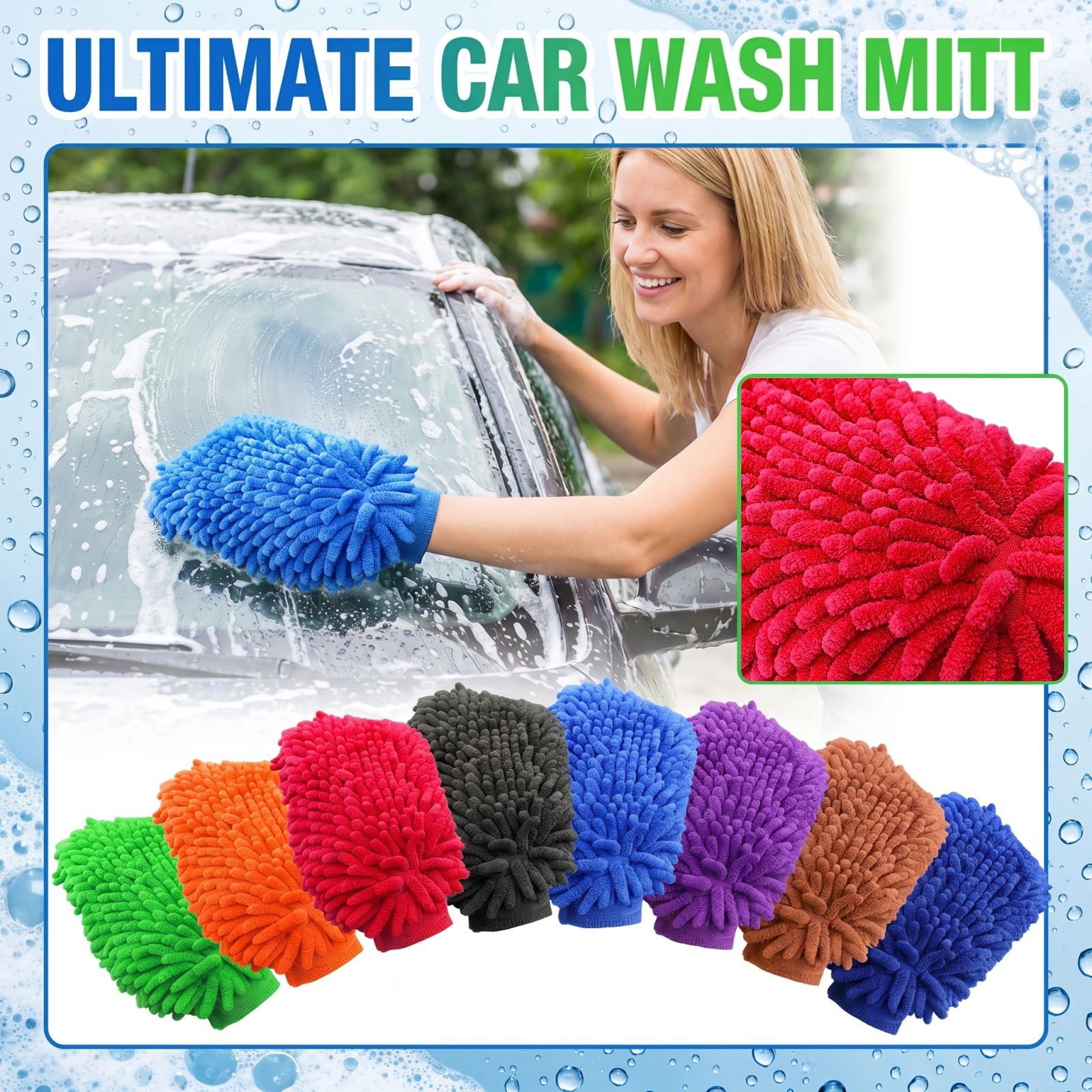 Car Wash Mitt Scratch Free | Large Gray Microfiber Wash Mitt ...