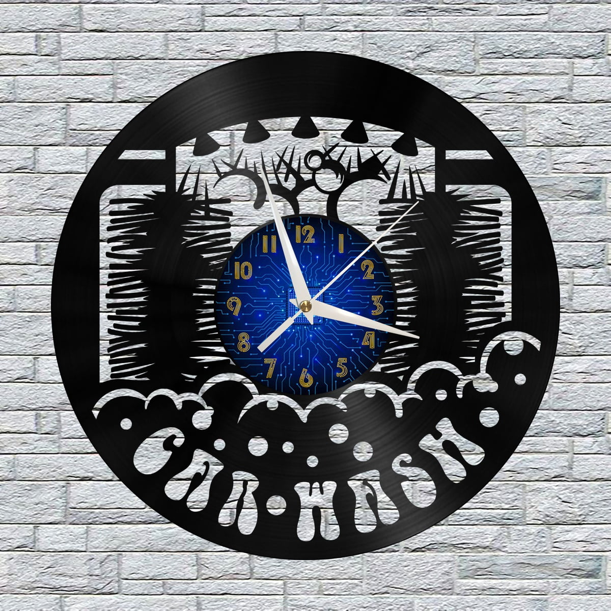 Car Wash Service Vinyl Wall Clock, Vinyl Record Clock Wall Art Silent ...