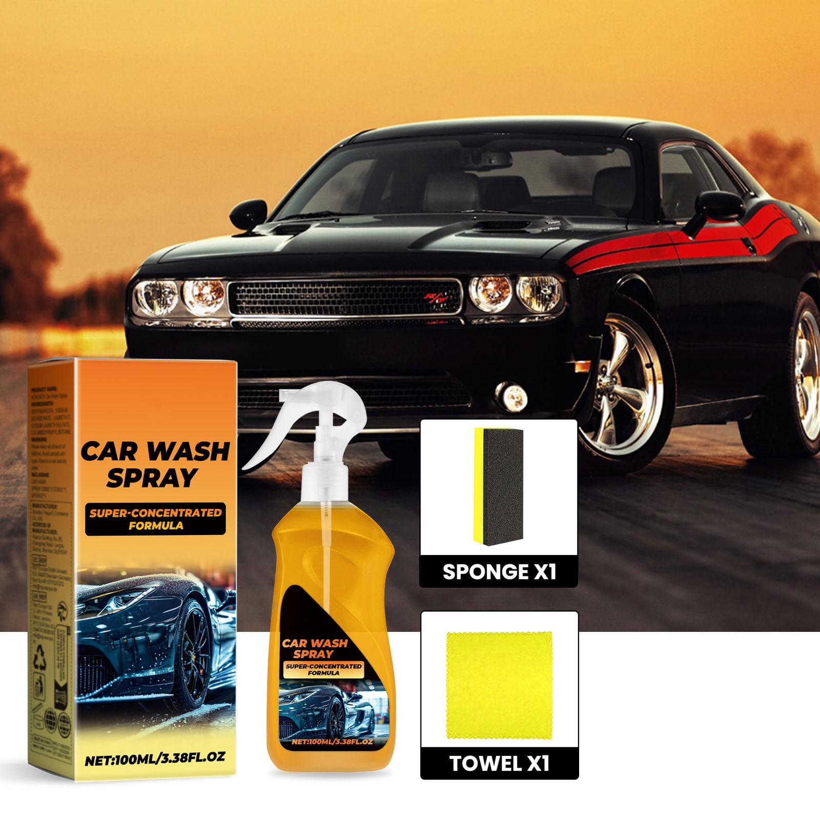 Car Wash Solution, Pre-Measured Concentrate, 100ml Bottles, Eco-Friendly Formula for Vehicle ...