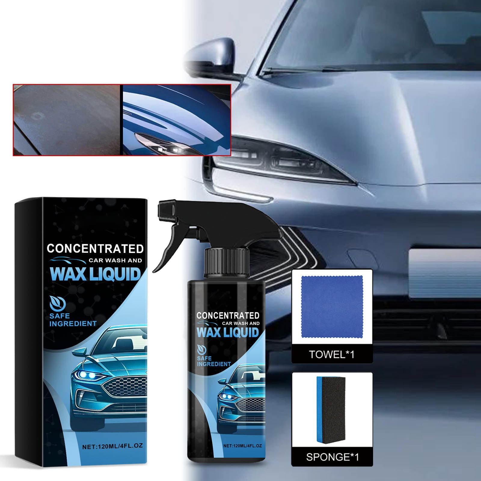 Car Wash Solution Set, 120ml, Paint Coating, Tire Cleaning, Maintenance ...
