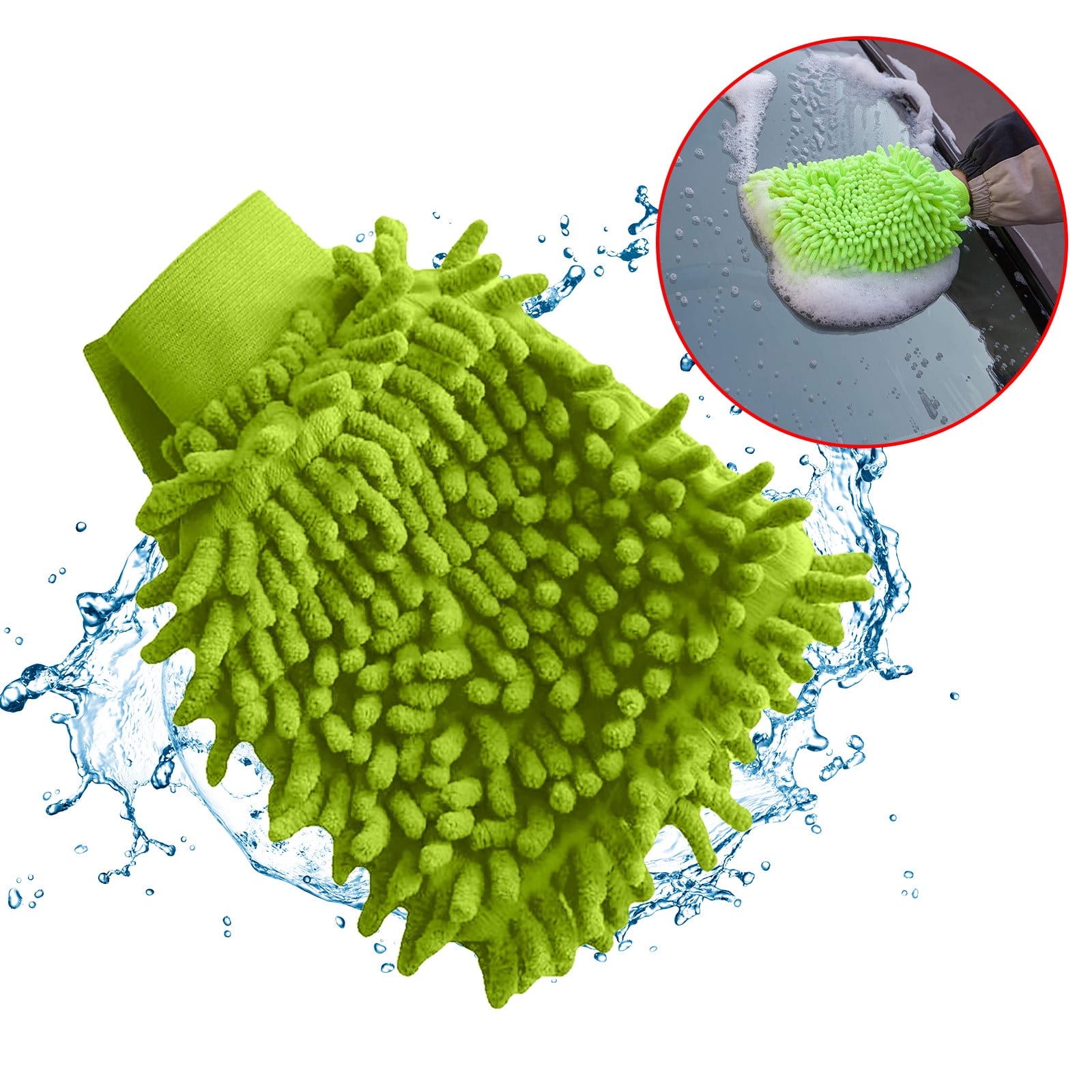 Car Wash Washing Microfiber Chenille Single Side Cleaning Glove Washer ...