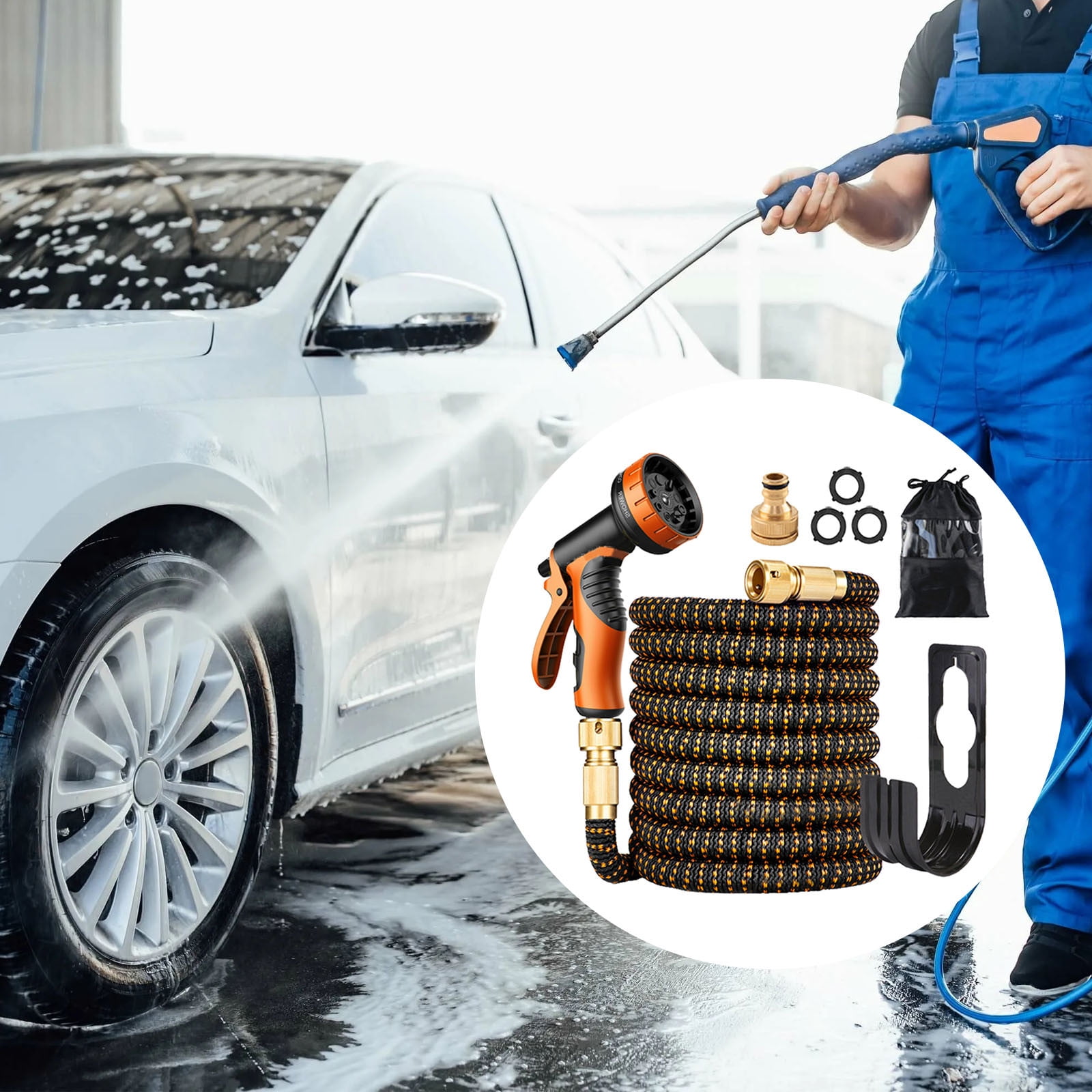 Car Wash Water High Pressure Water Pipe Set Garden Hose Telescopic ...