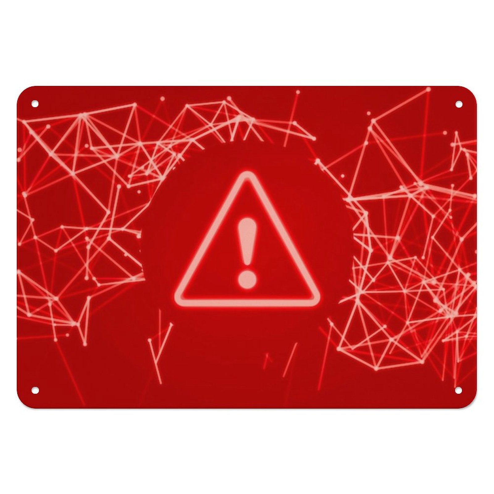 Neon - Inspired Red Warning Sign with Geometric Surroundings Metal Tin ...