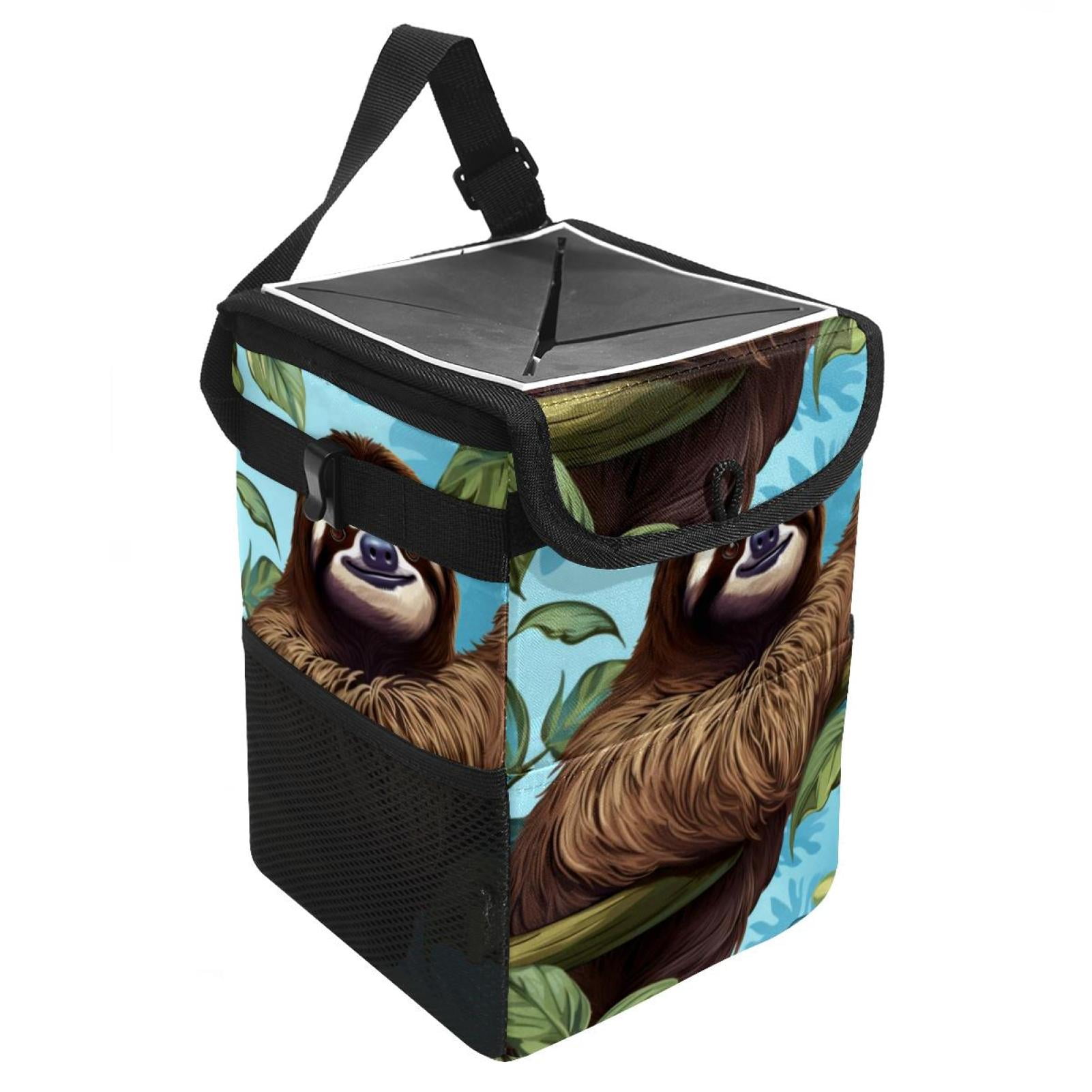 Car Waste Bin with Lid, Hanging Vehicle Organizer with Storage Pockets ...