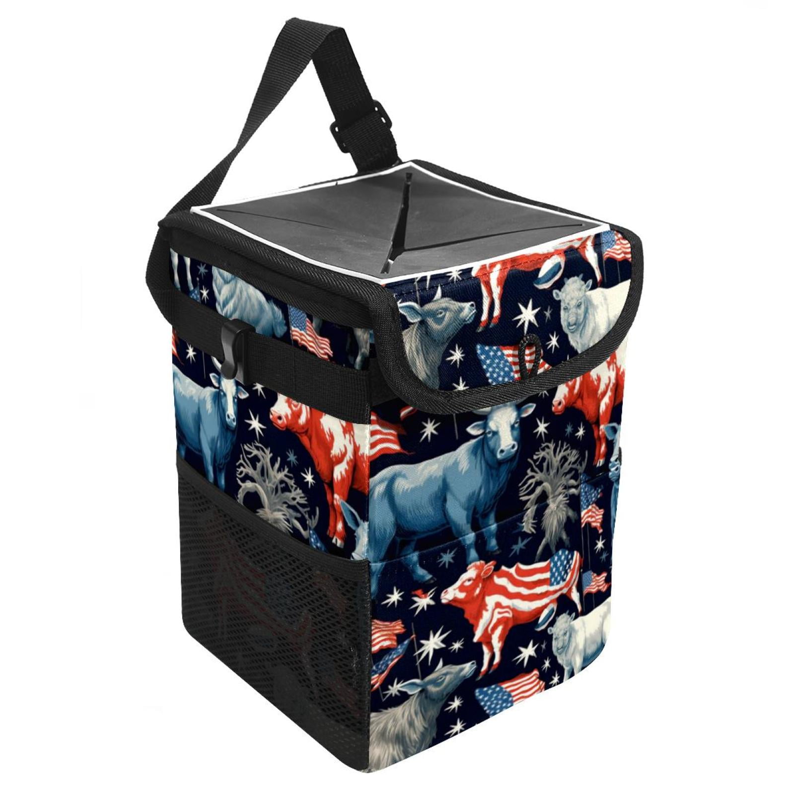 Car Waste bin with Cover, Hanging Vehicle Organizer with Storage ...