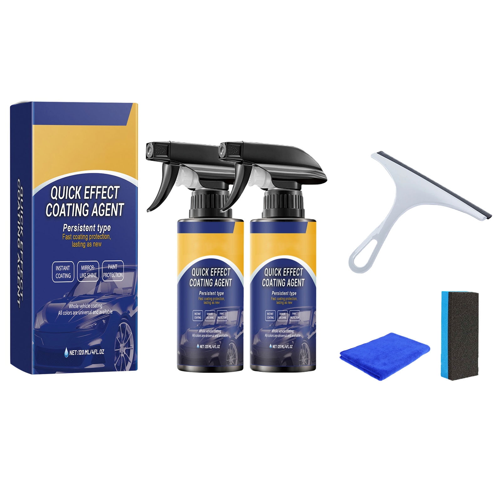 Car Wax Coating and Sealing Spray Kit 120ml | Multi-Functional Car Care Refurbish Set with ...