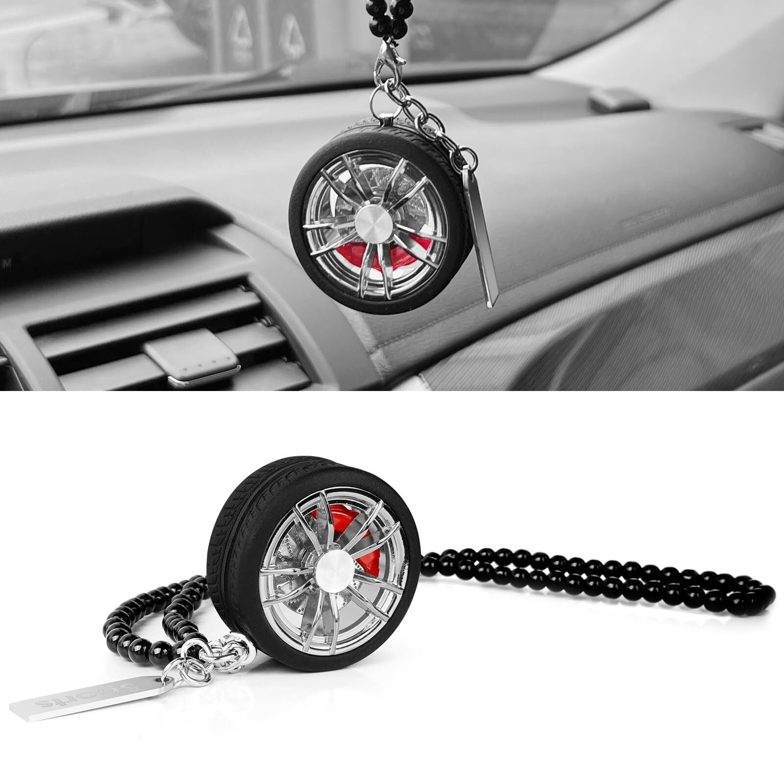 Car Wheel Hub Shape Ornament Rearview Mirror Hanging Pendant Decor ...