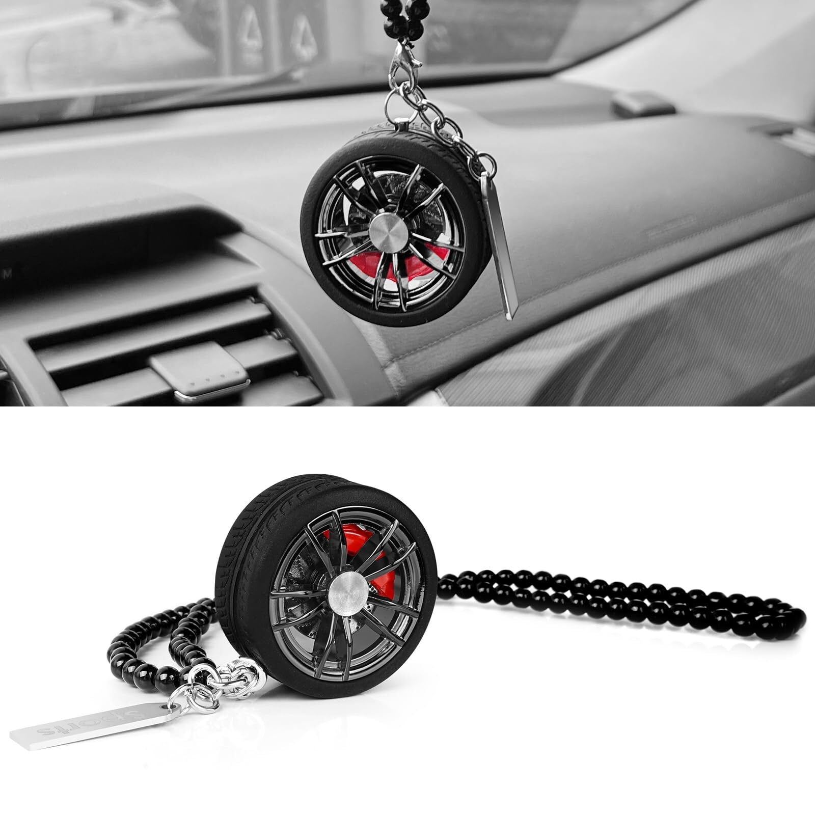 Car Wheel Hub Shape Ornament Rearview Mirror Hanging Pendant Decor ...