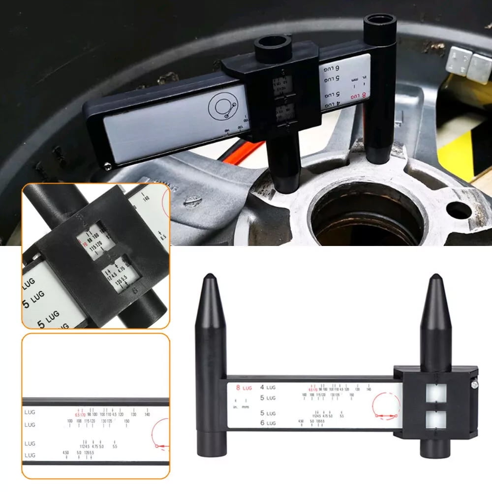 Car Wheel Rim Bolt Pattern Sliding PCD Lugs Measuring Tool Gauge Ruler ...