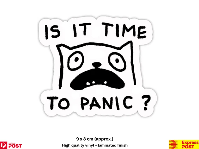 Car Window Cat Is It Time To Panic Sticker Phone Decal Water Bottle ...