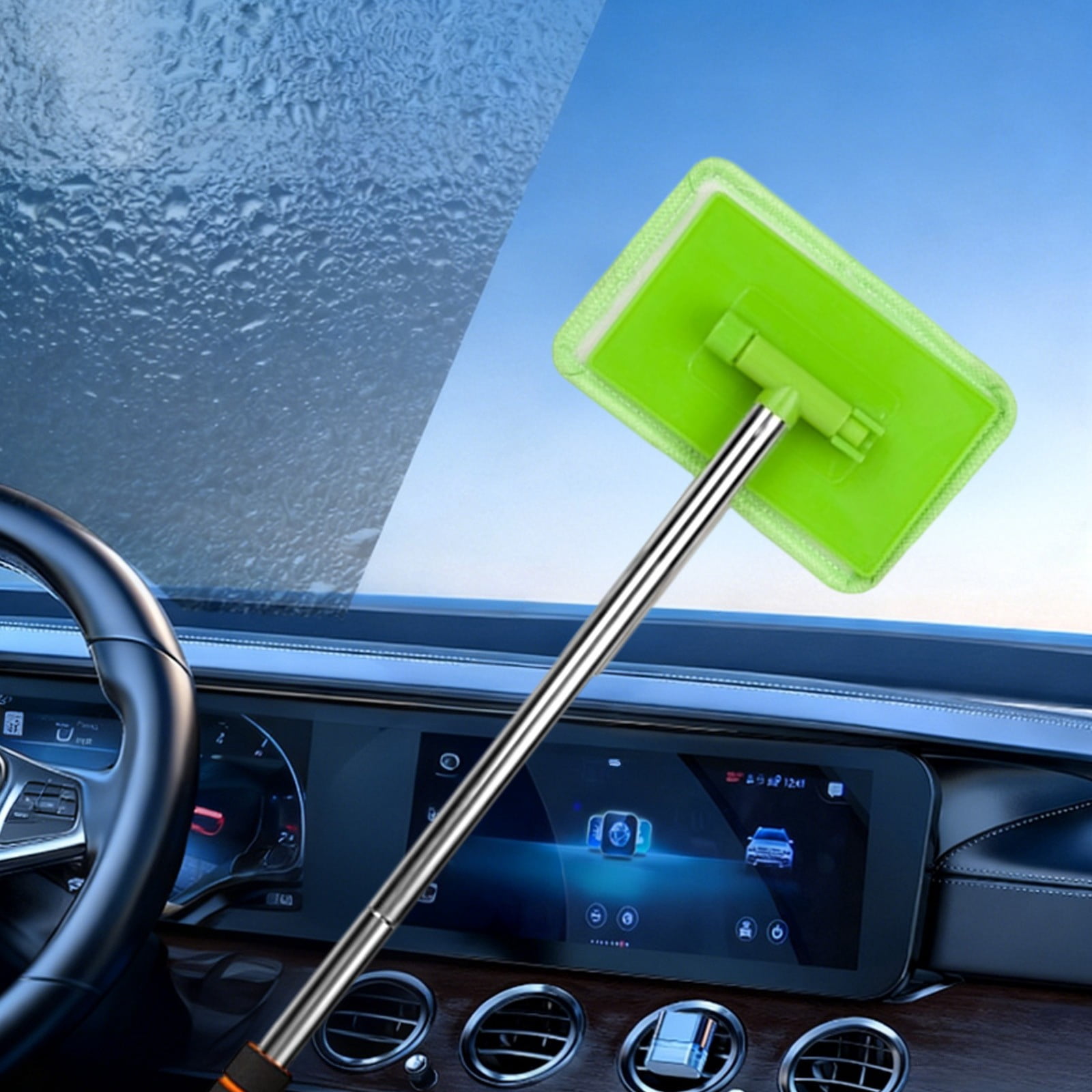 Car Window Cleaning Kit with Pole, 2-in-1 Window Squeegee with 12-19 IN ...