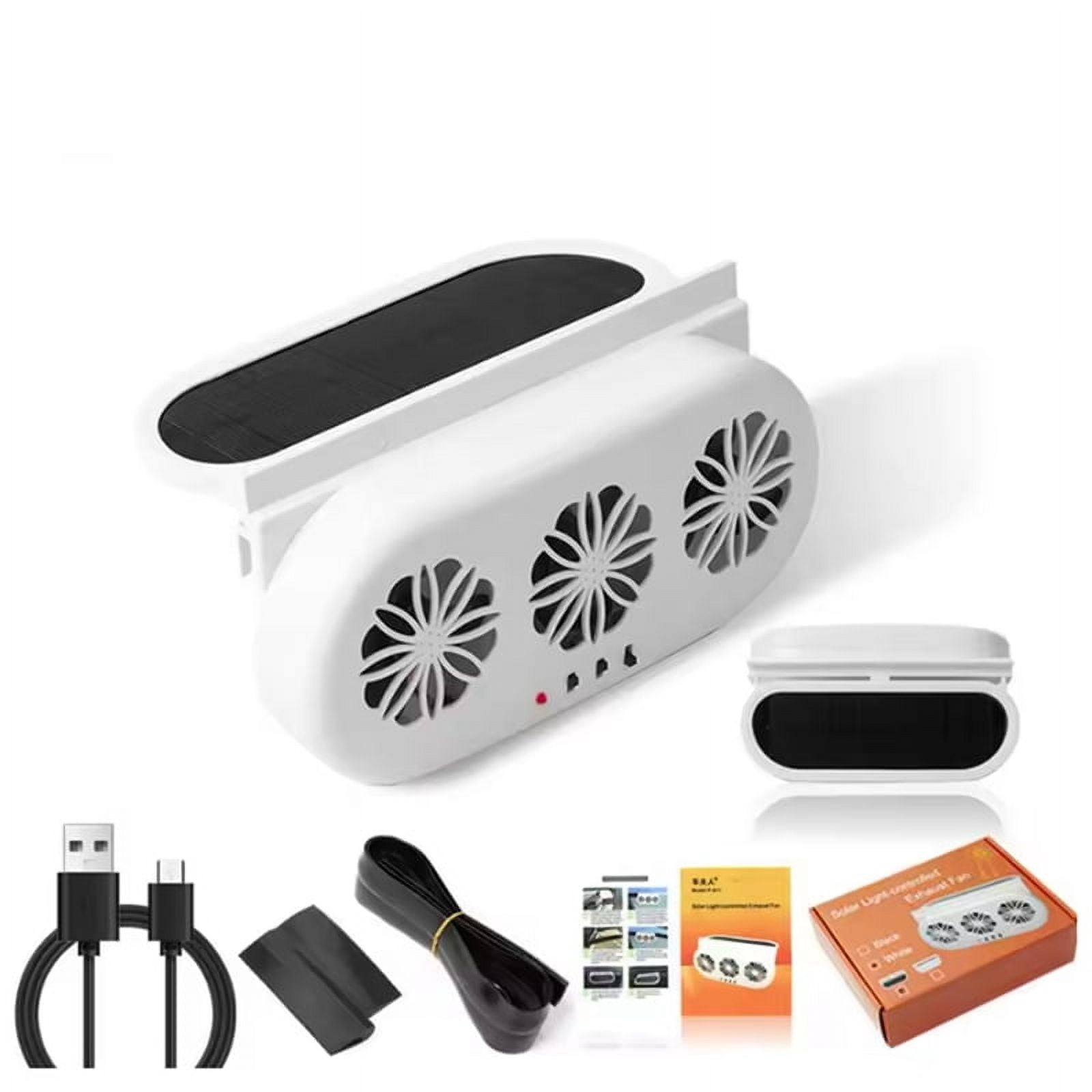 Car Window Exhaust Fan Air Circulation Cooler Radiator Fan Solar ...