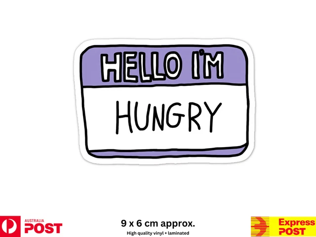 Car Window Gift - Hello I'M Hungry Name Tag Sticker Phone Decal Water ...