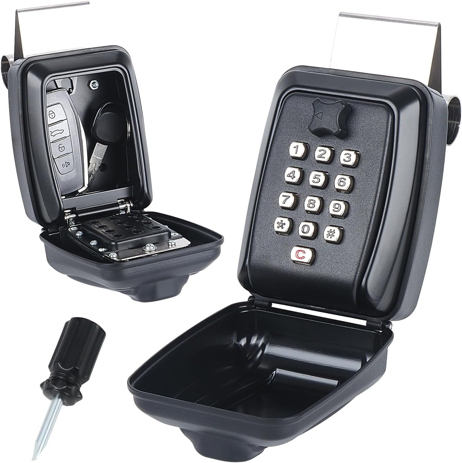 Car Window Lock Box for Turo, Black Portable Lockbox for Car Keys, Car ...