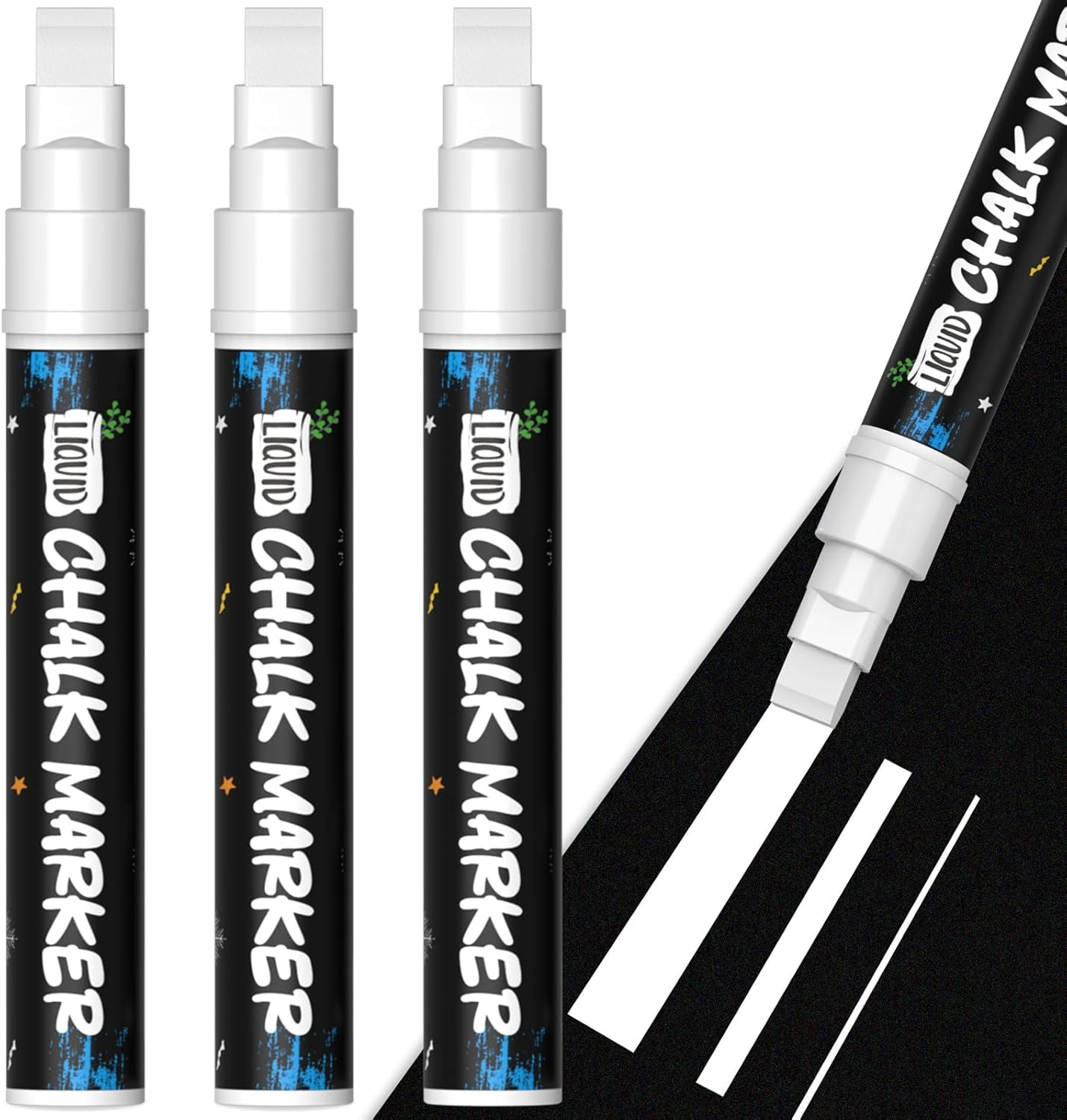Car Window Markers for Glass Washable, 10mm Jumbo White Liquid Chalk ...