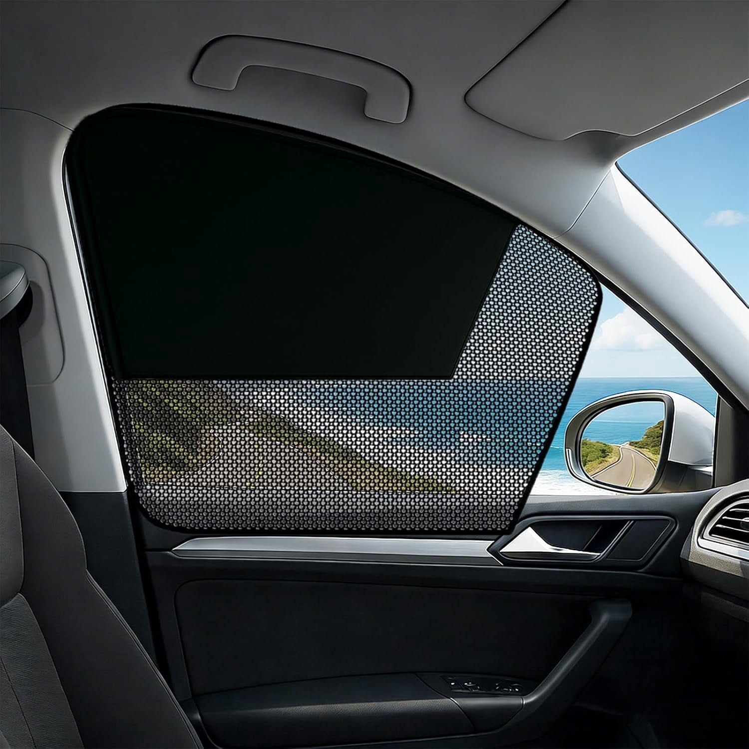 Car Window Shades, 2 Pack Magnetic Half Blackout & Half See-Through Car ...
