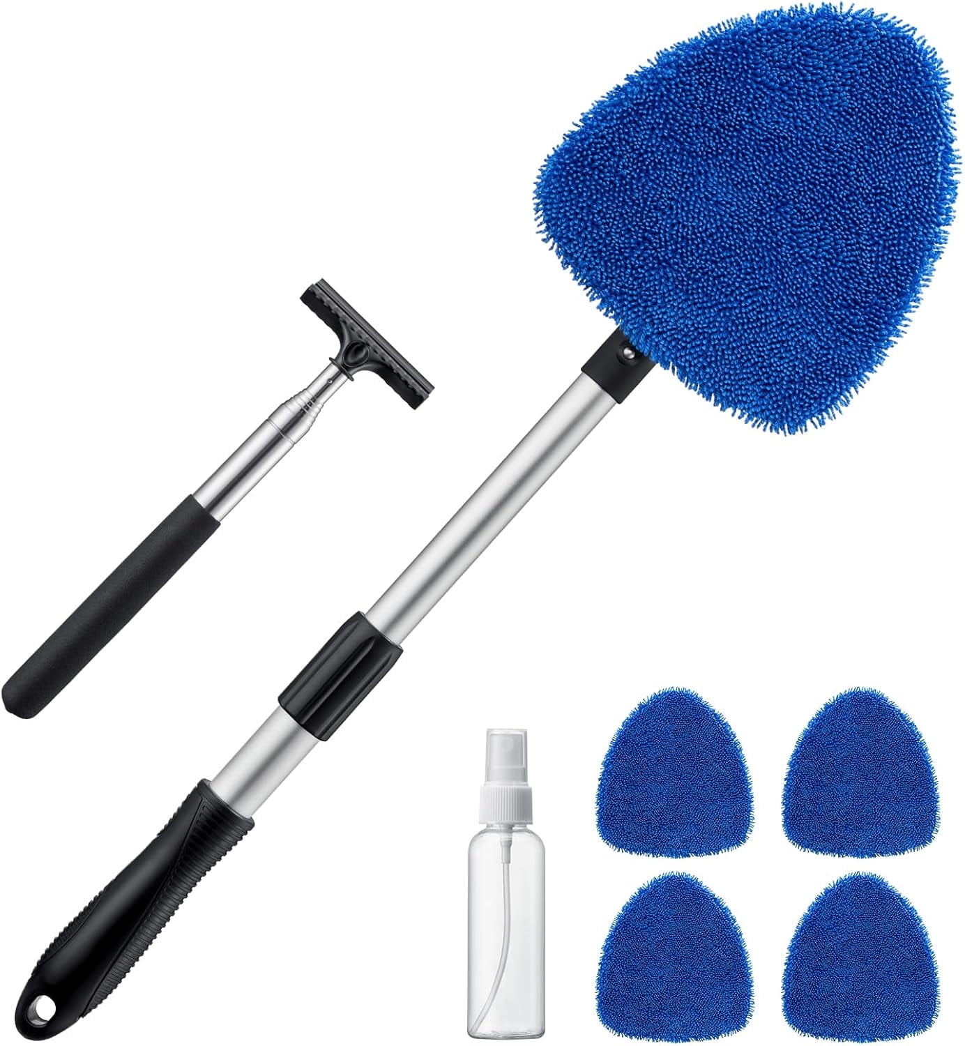 Car Windshield Cleaner Tool, Window Cleaning Kit with 39in Car Mirror ...