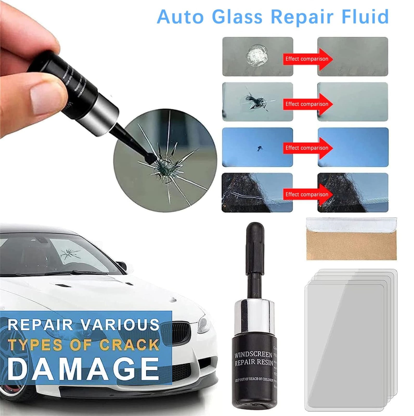 Car Windshield Crack Repair Kit 3x18ml – Cracks'Gone Glass Chip Fix ...