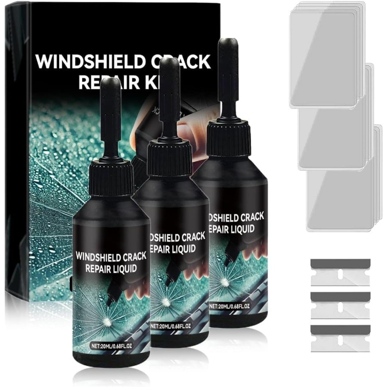 Car Windshield Crack Repair Kit, Upgrade Chipped Windshield Filler Repair Fluid Glue, Glass ...
