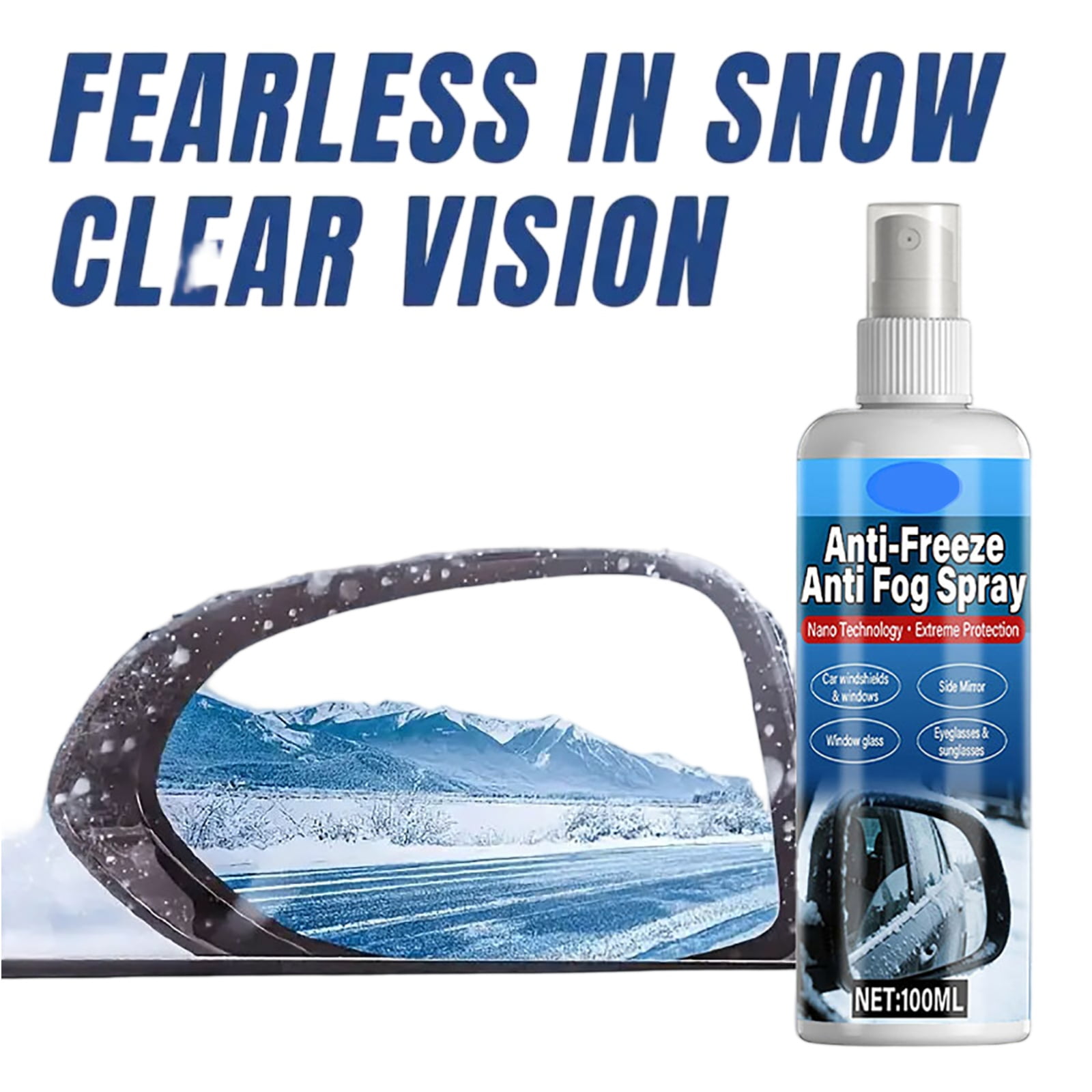 Car Windshield Deicer Spray - 100Ml Anti-Freeze Defroster With Blue ...