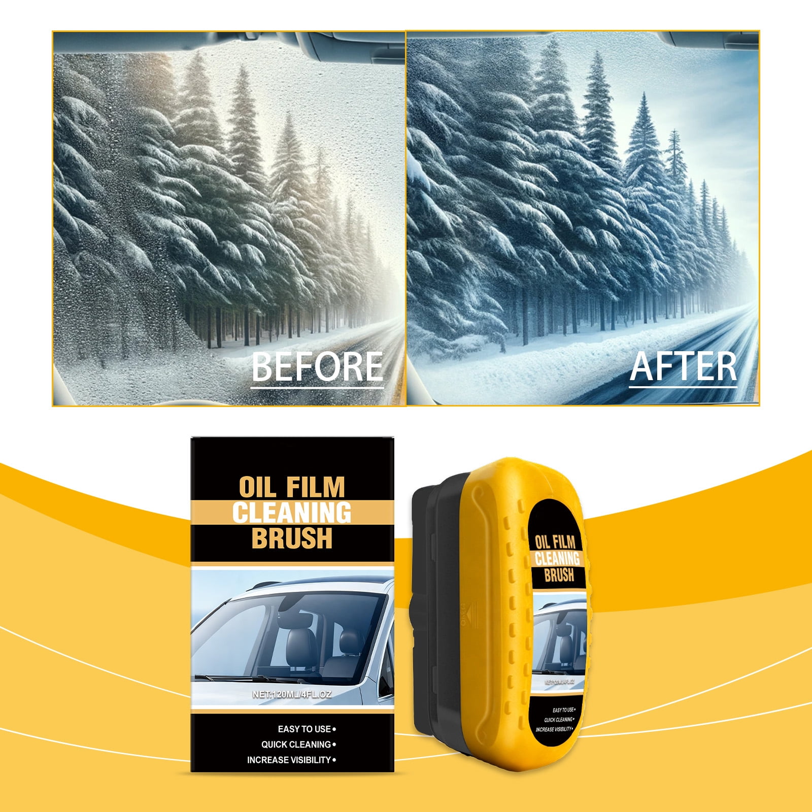 Car Windshield Oil Film Cleaning Brush With 120Ml Solution Ray-Hong ...