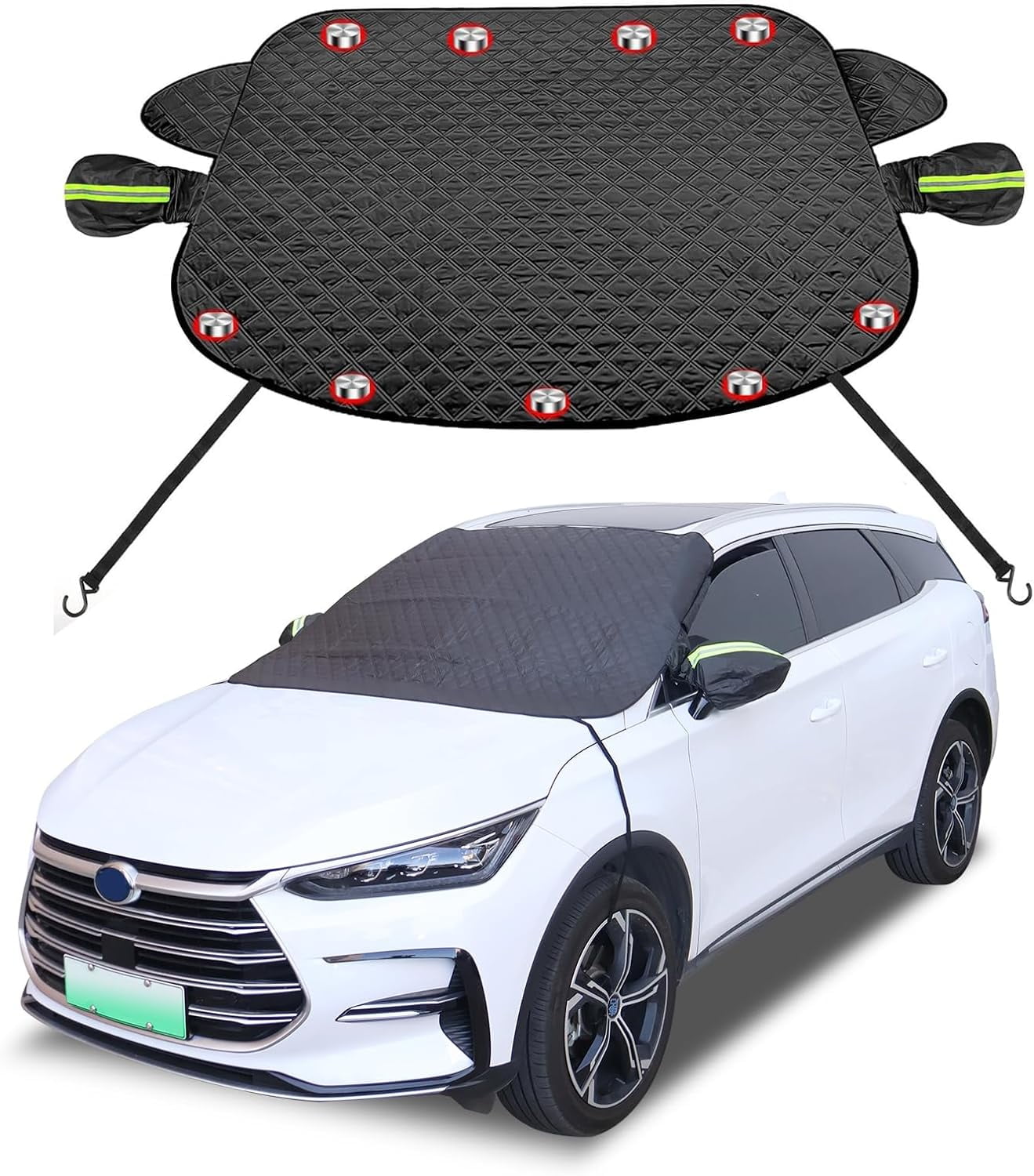 Car Windshield Snow Cover and Ice with Side Mirror Covers, 9 Magnetic ...