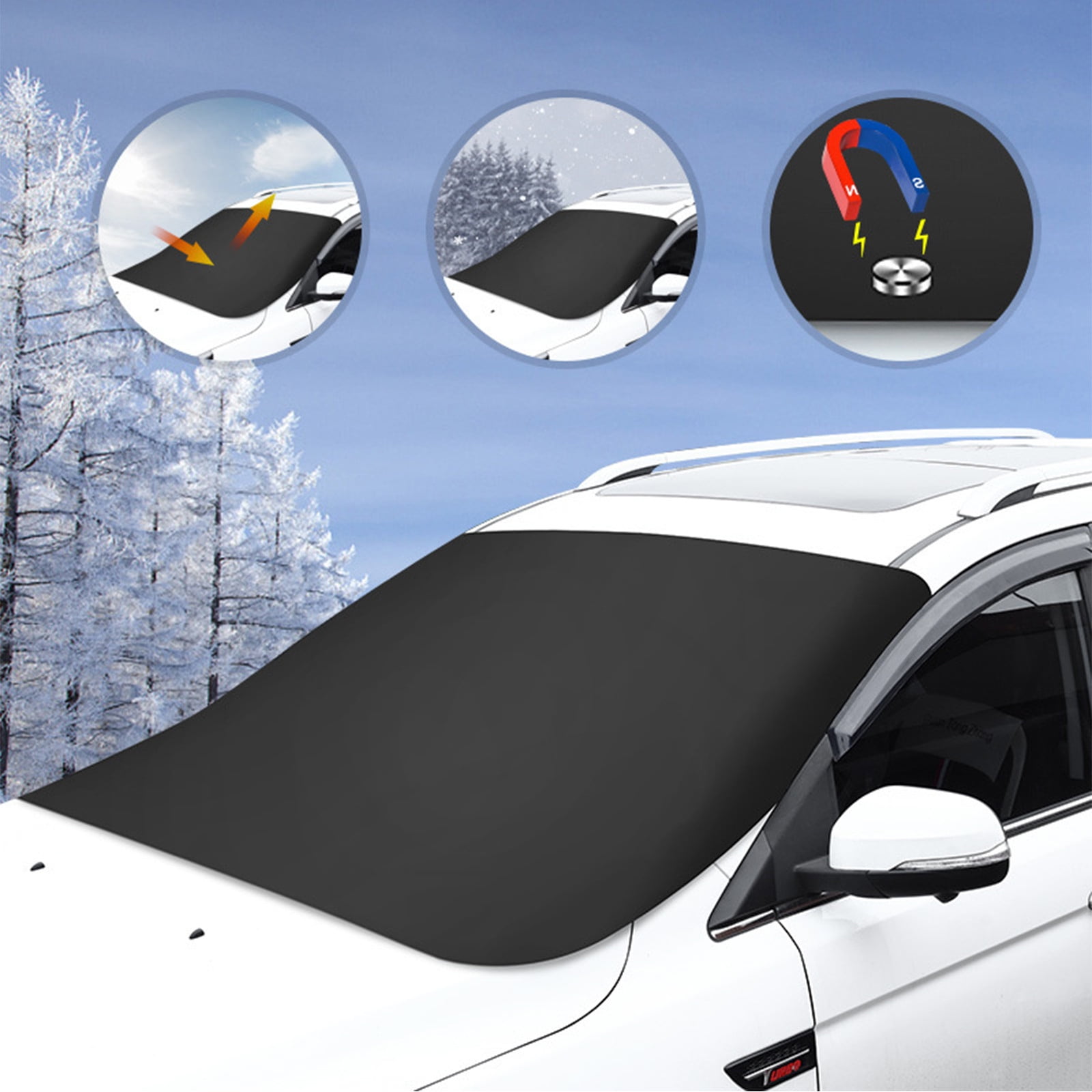 Car Windshield Snow Cover for Ice & Snow Heavy-Duty Magnetic Windshield ...