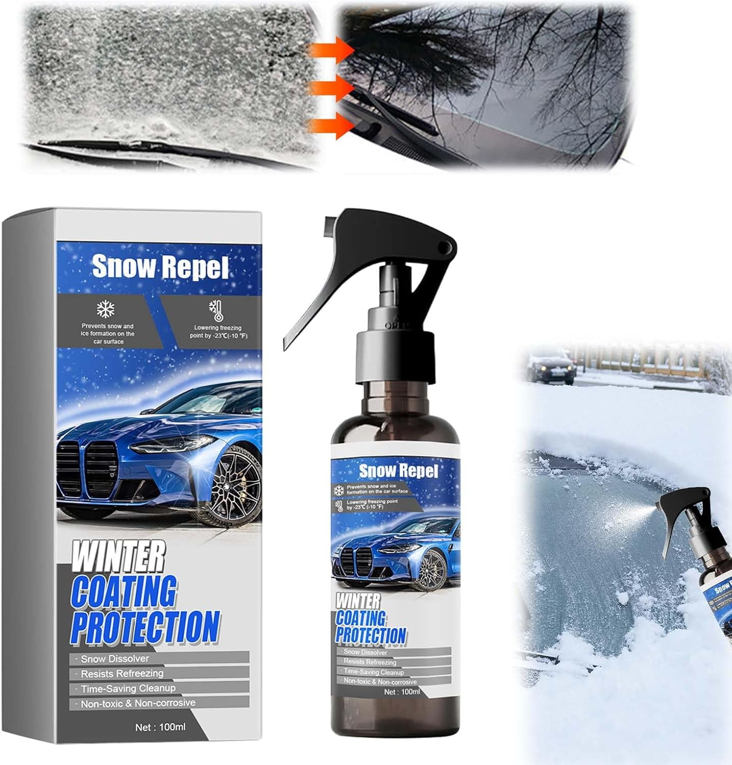 Car Windshield Snow Melting Coating Spray, 2026 New De-Icer Spray for ...