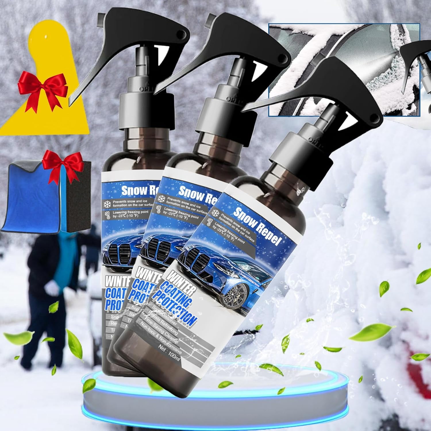 Car Windshield Snow Melting Coating Spray, De Icer for Car Windshield ...