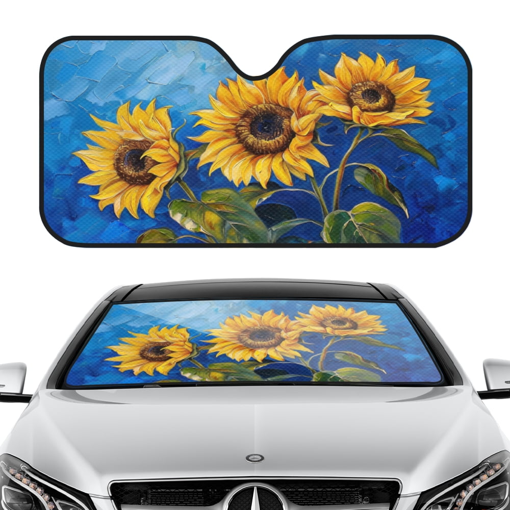 Car Windshield Sun Shade, 55x30 Inch UV Protection Sun Visor for Front ...
