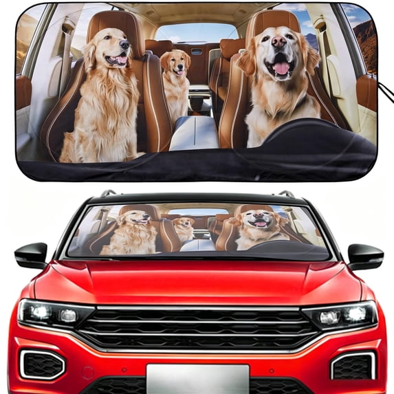 Car Windshield Sun Shade, 59x27.5in Foldable Automotive Sun Visor with ...