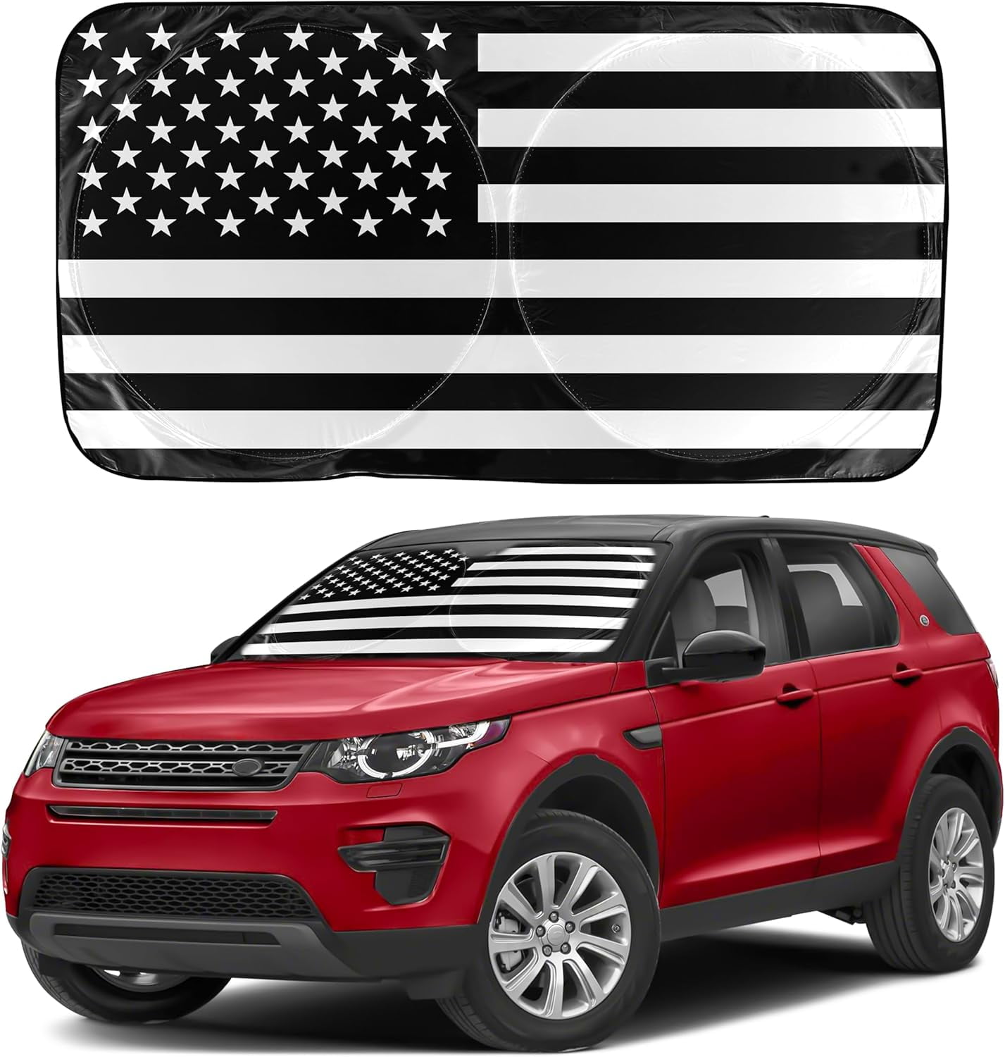 Car Windshield Sun Shade – B&W American Flag USA Patriotic Design– 240T ...