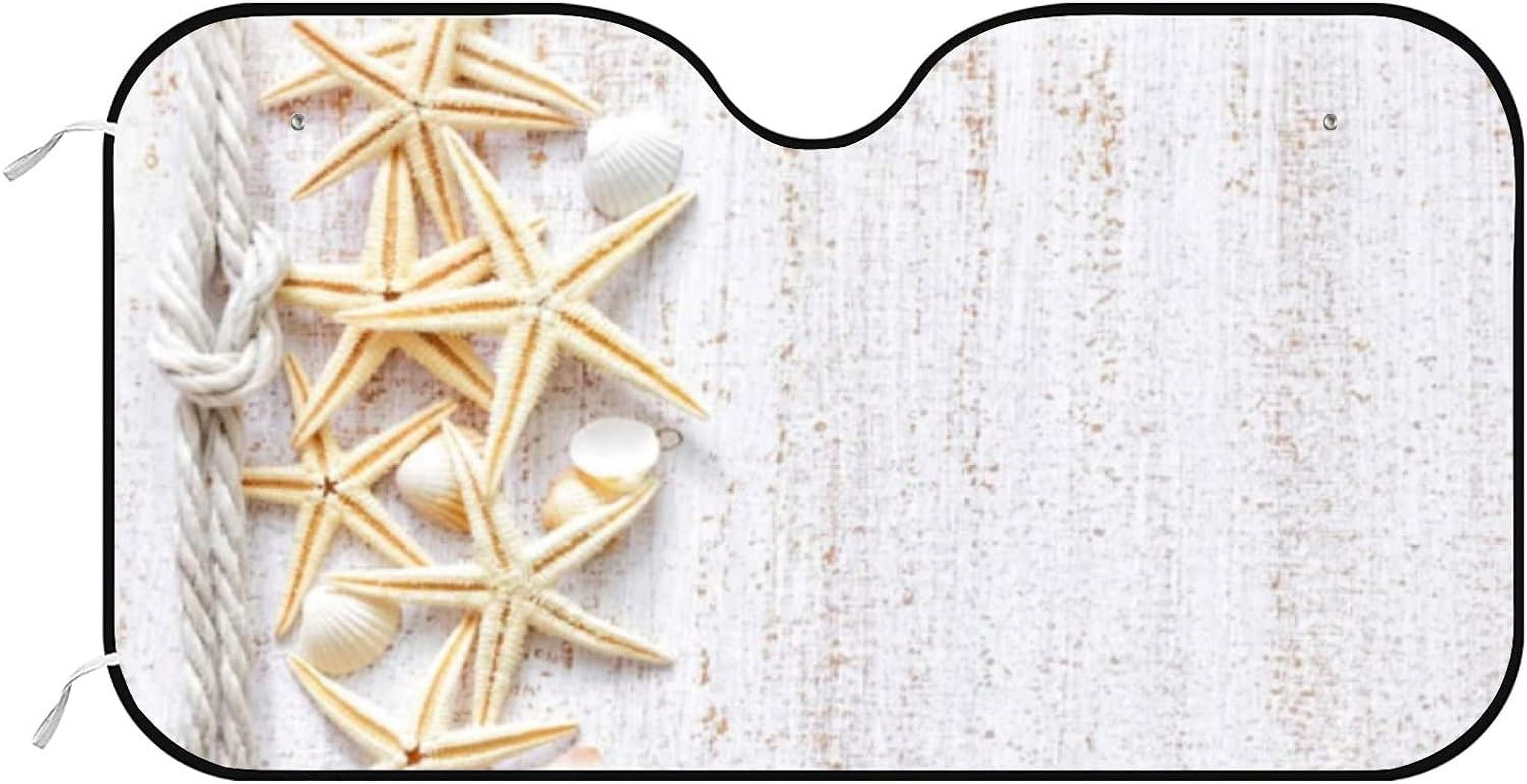 Car Windshield Sun Shade Beige Starfish Wood Board Texture Wooden Plank ...