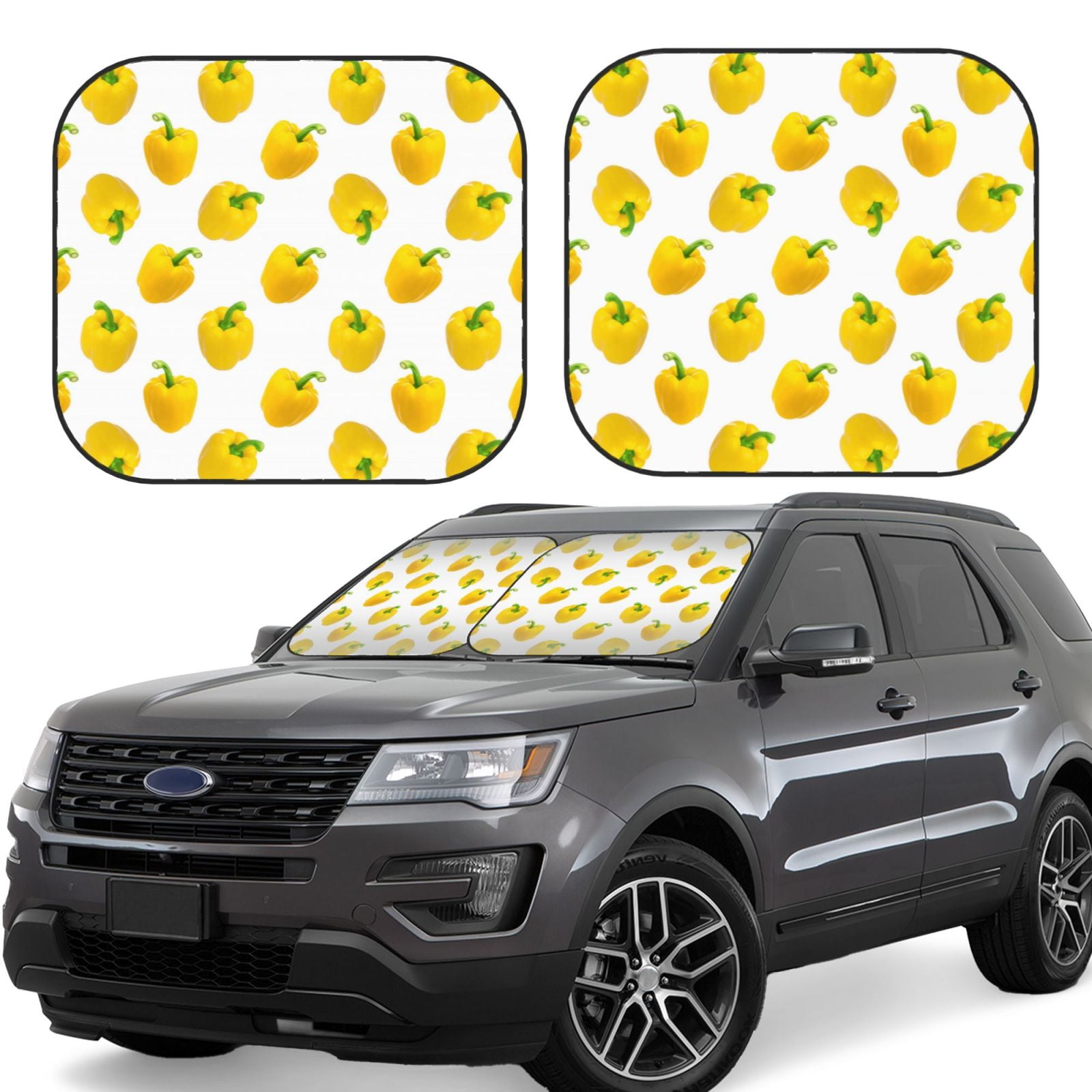 Car Windshield Sun Shade - Bell Pepper Print yellow Foldable Car Sun ...