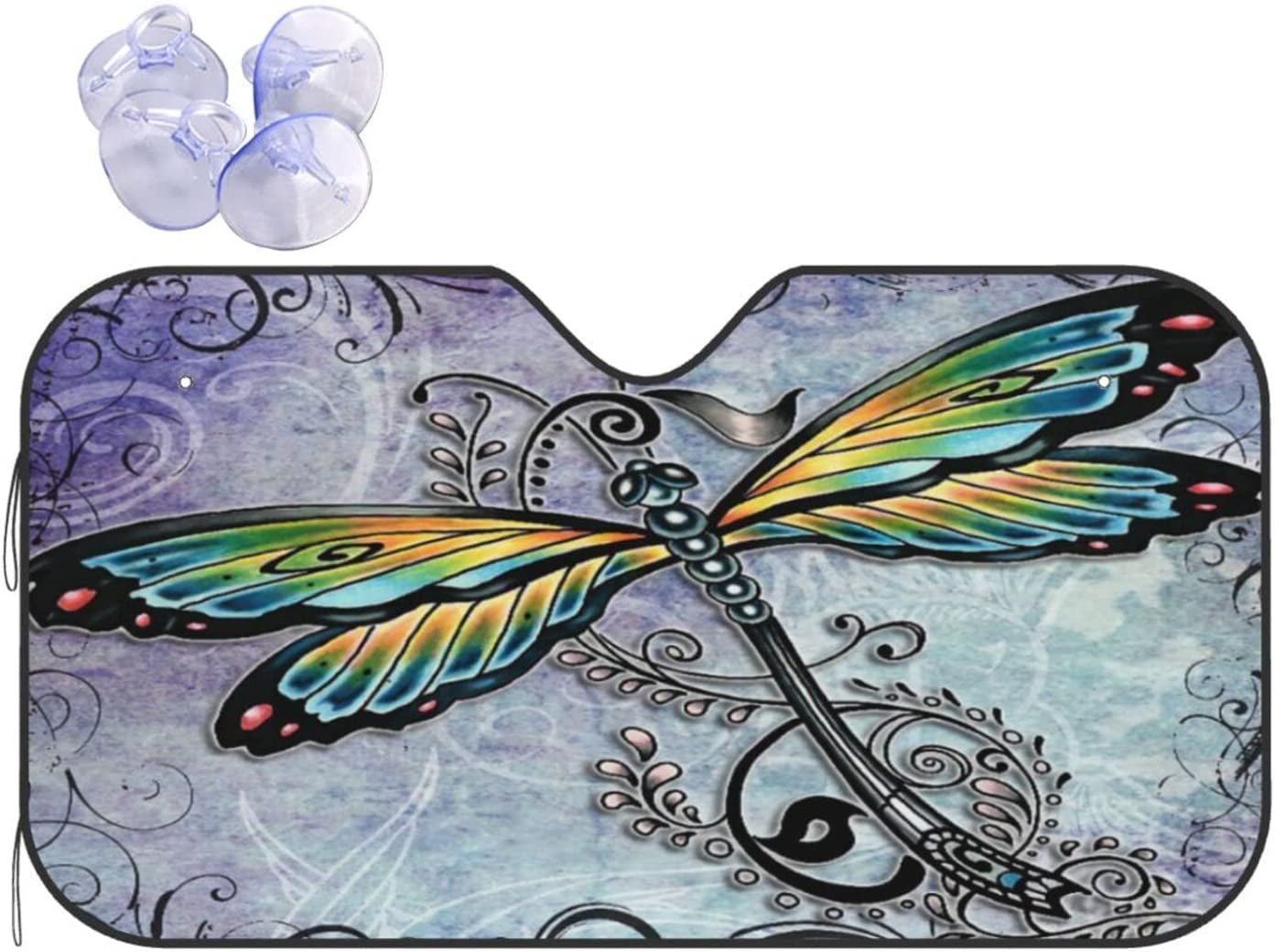 Car Windshield Sun Shade Blue Dragonfly Art Print Car Sun Visor ...
