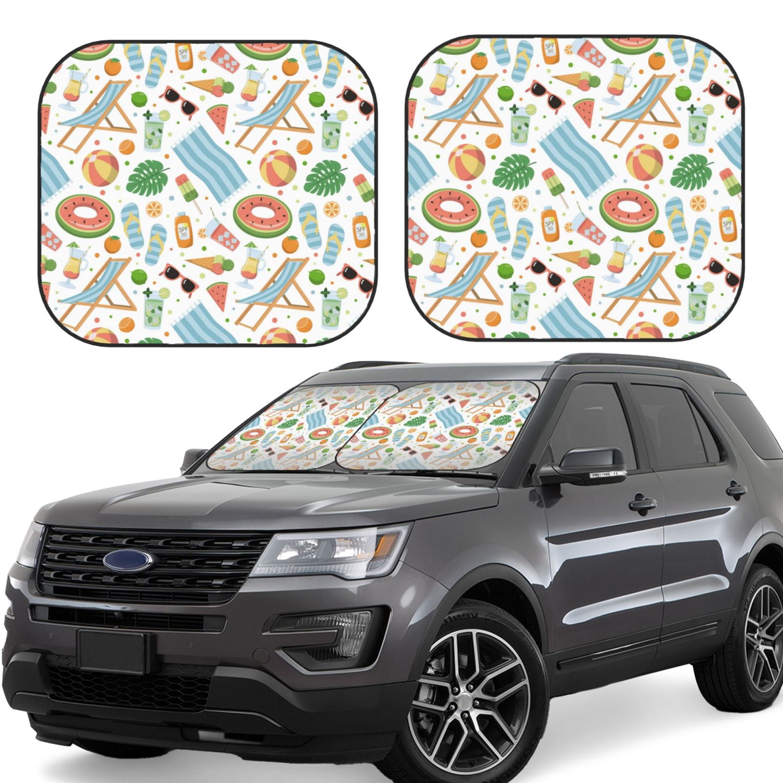 Car Windshield Sun Shade - Cartoon summer slingchair beach towel ...