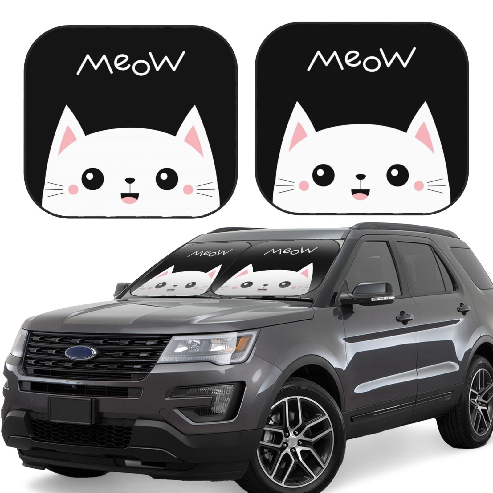 Car Windshield Sun Shade - Cat Meow Foldable Car Sun Shade, Sun Visor ...
