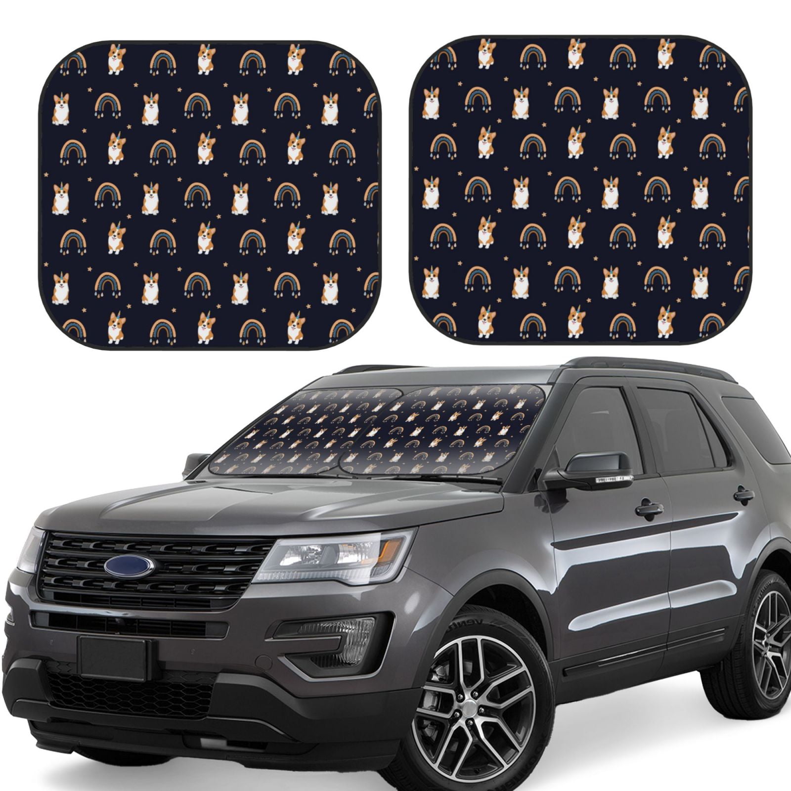 Car Windshield Sun Shade - Classic Cute Corgi Dog Funny Foldable Car ...
