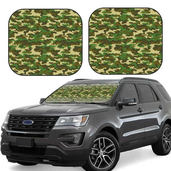 Car Windshield Sun Shade - Classic Green Camo Foldable Car Sun Shade ...