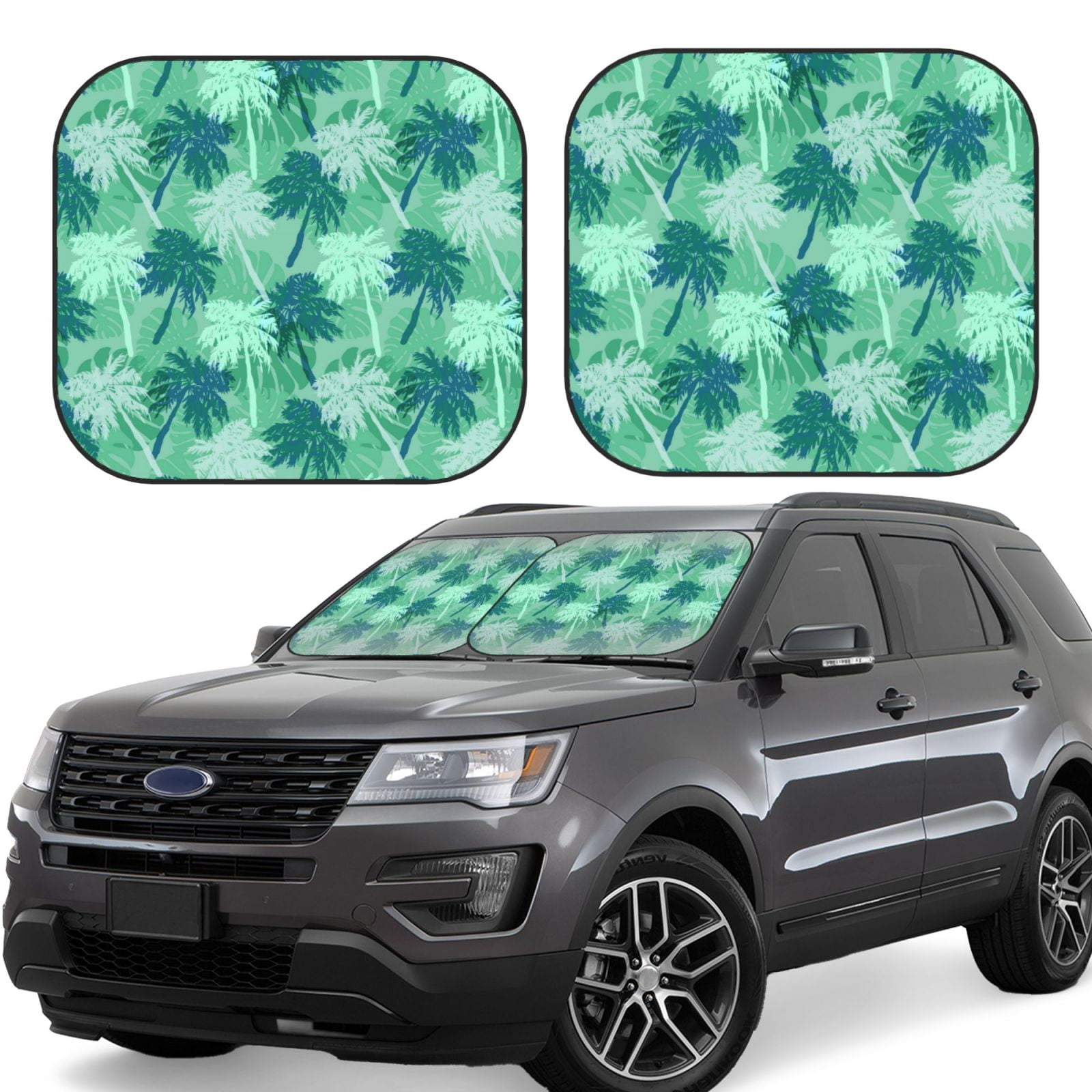 Car Windshield Sun Shade - Coconut trees Camouflage Foldable Car Sun ...