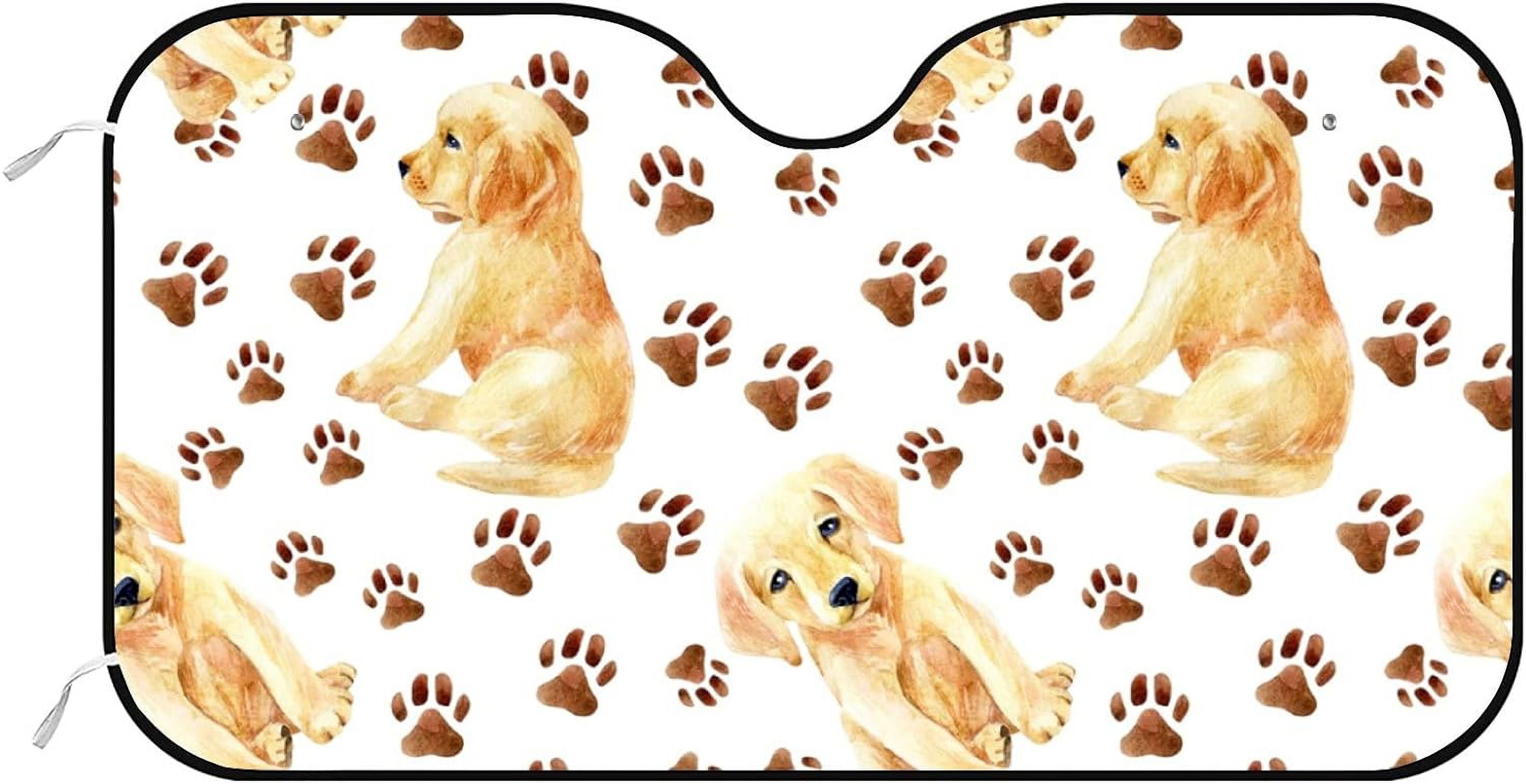 Car Windshield Sun Shade Cute Dog Puppy Paw Prints Sun Visor Protector ...
