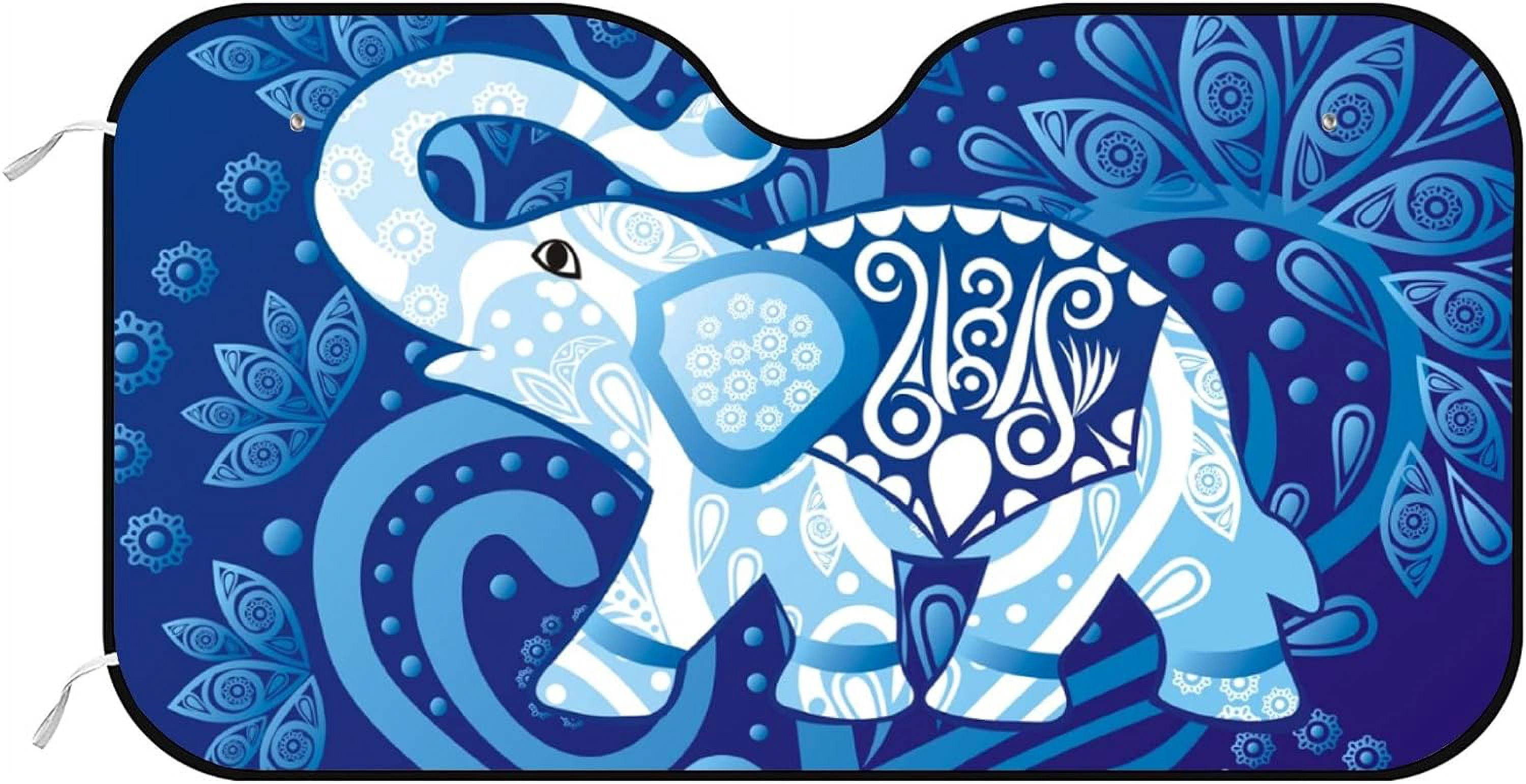 Car Windshield Sun Shade Cute Elephants Bohemian Mandala Vintage Sun ...