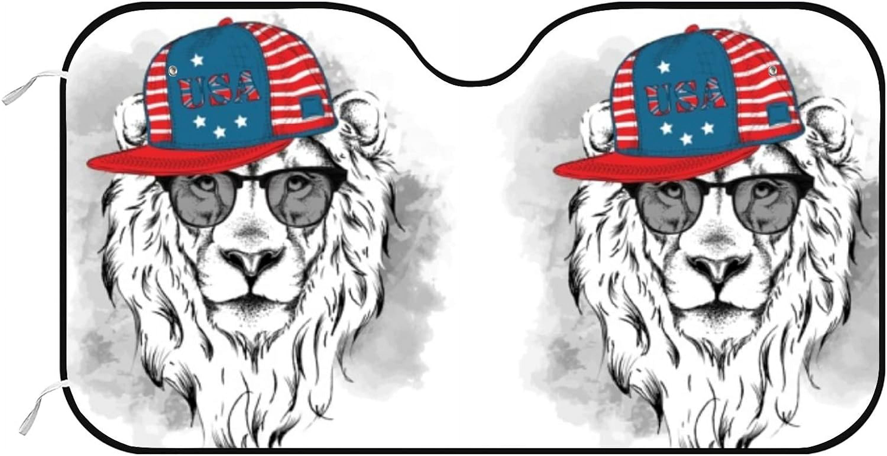 Car Windshield Sun Shade Cute Lion Vintage American Independence ...