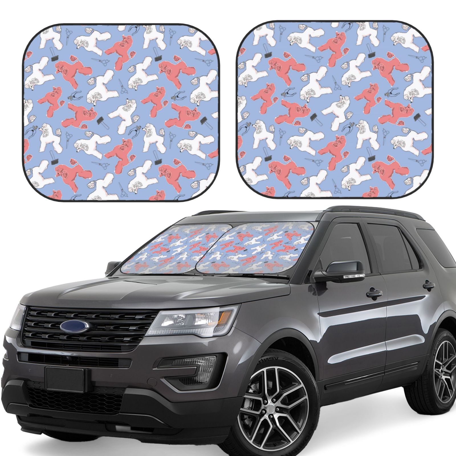 Car Windshield Sun Shade - Cute Poodle Dog Trimming Props Foldable Car ...