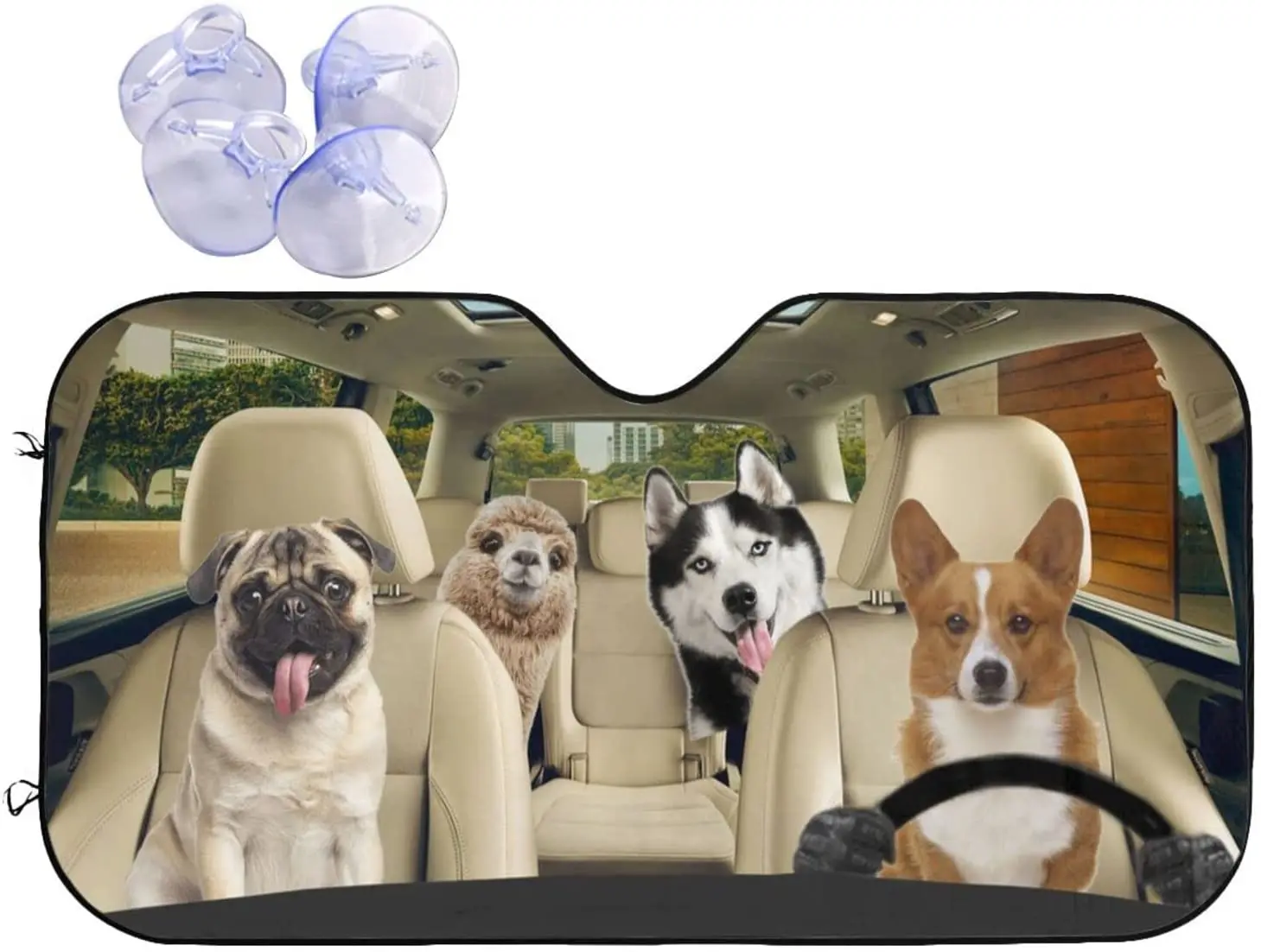Car Windshield Sun Shade Dogs Driving Car Sunshades for Car Truck SUV ...