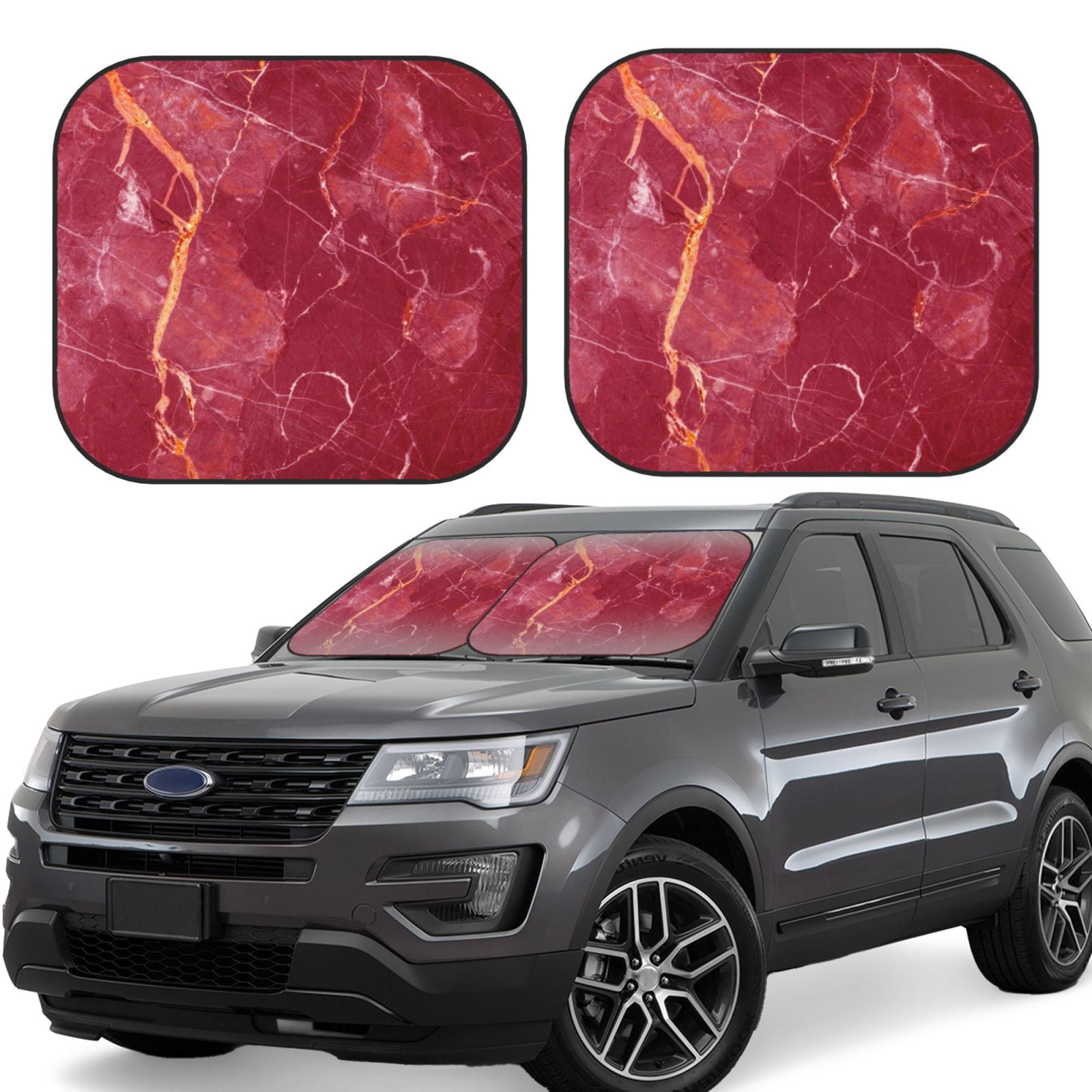 Car Windshield Sun Shade Foldable, Abstract Red Marble 2 Piece Car Sun ...