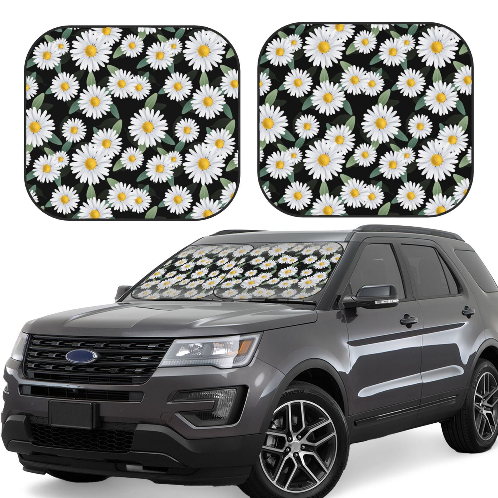 Car Windshield Sun Shade Foldable, Aesthetic white Vintage sun flower 2 ...