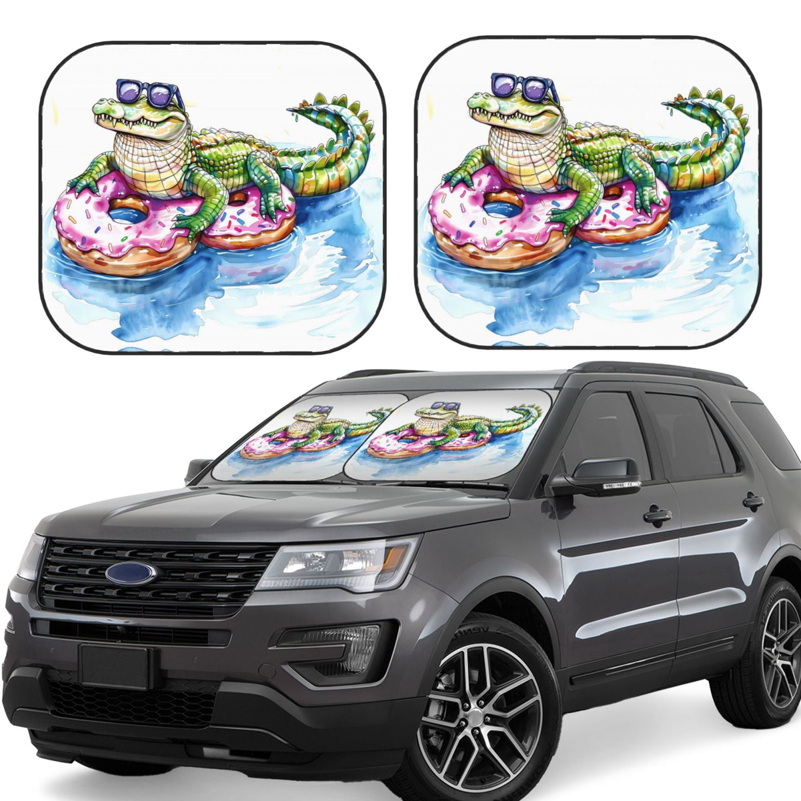 Car Windshield Sun Shade Foldable, Alligator Donut Pool Float 2 Piece ...