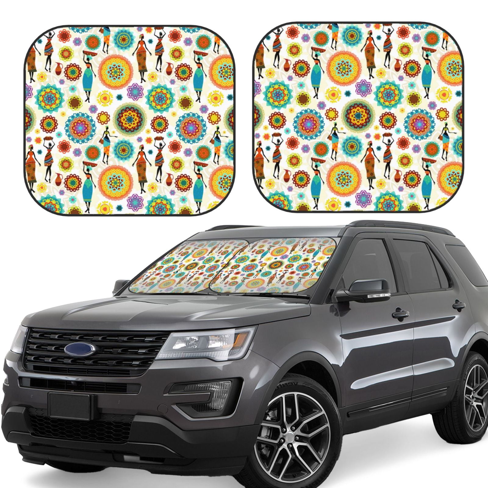 Car Windshield Sun Shade Foldable, Beautiful African Womens 2 Piece Car ...